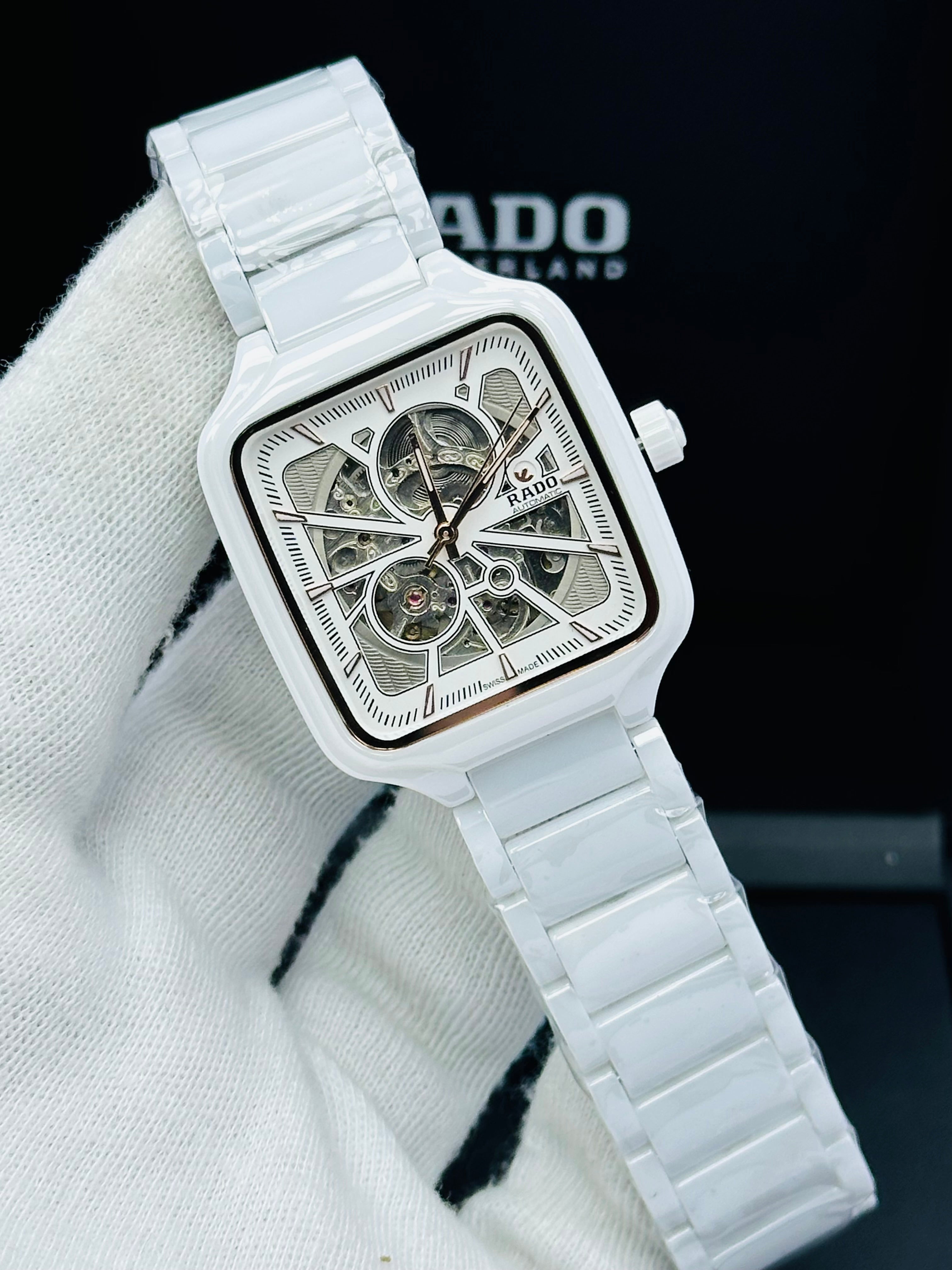 RADO SQUARE SHAPE ALL WHITE CERAMIC MODEL AUTOMATIC – Prime Time Watch Co.